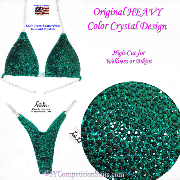 In Stock High Cut Bikini or Wellness Suit, Original HEAVY Color Crysta ...